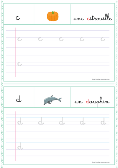 Tracer les lettres cursives en Maternelle – Écriture minuscules ...
