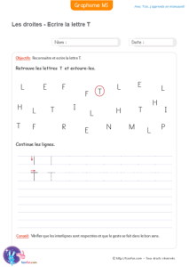 Écrire la lettre T en Moyenne Section - Fiches MS - Tizofun Education ...