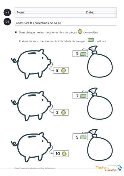 Construire les Collections Jusqu'à 10 en Maternelle - Tizofun Education ...