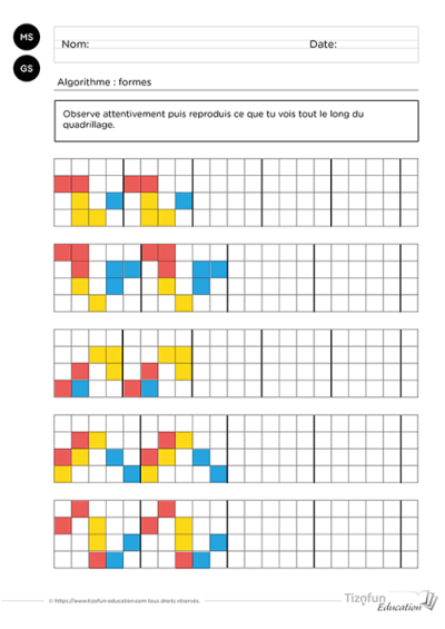 Activités d'algorithme pour la moyenne section : fiches et jeux - Tizofun Education - Soutien ...