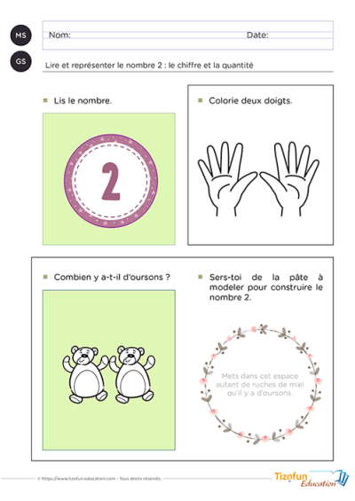 Reconnaitre et Construire les Nombres de 1 à 6 en Maternelle - Tizofun ...