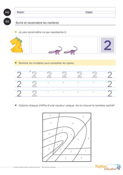 Comment Écrire les Chiffres de 1 à 6 : Activités Maternelle - Tizofun ...