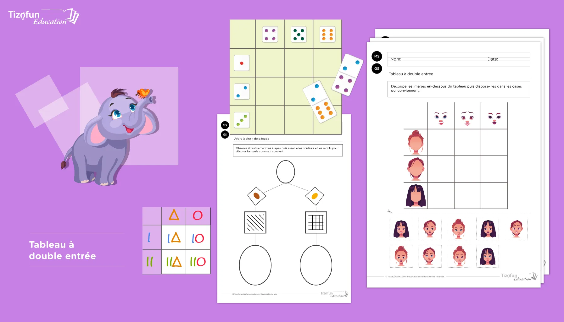 Compléter un tableau à double entrée en maternelle - Tizofun Education ...