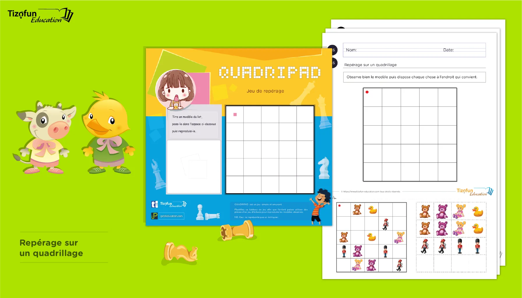Exercices de repérage sur quadrillage MS GS : fiches et jeux - Tizofun ...