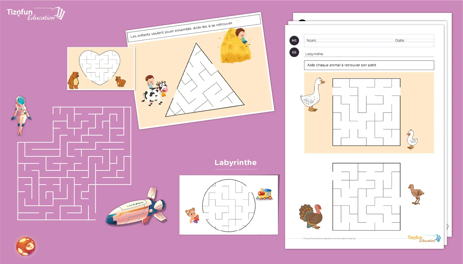 Activités de labyrinthe à imprimer pour maternelle - Tizofun Education ...