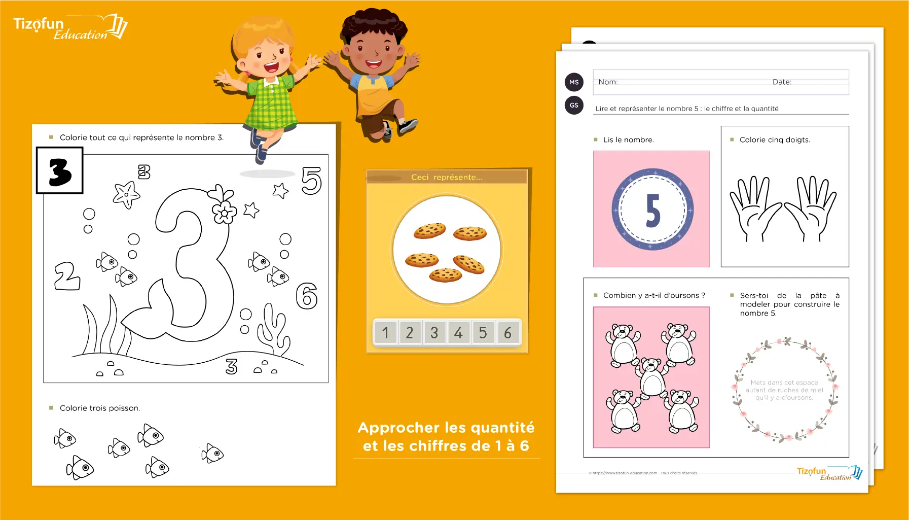 Reconnaitre et Construire les Nombres de 1 à 6 en Maternelle - Tizofun ...