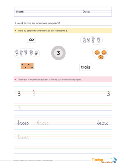 Exercices pour Lire et Écrire les Nombres de 1 à 10 - Tizofun Education ...
