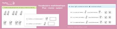 Exercices de comparaison des quantités pour enfants : plus, moins ...