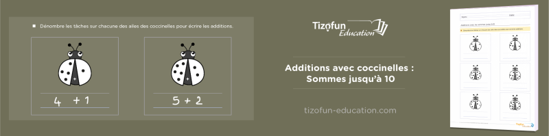 Apprendre l'addition jusqu'à 10 avec des coccinelles : Fiches et ...