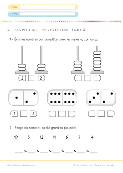 Apprendre les signes plus grand, plus petit, égal (, =) au CP - Tizofun ...