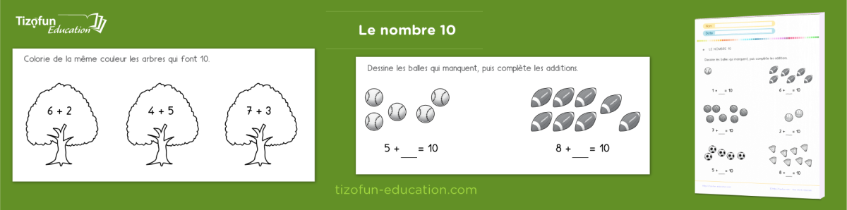 Activités sur le nombre 10 pour enfants : fiches et exercices ludiques ...