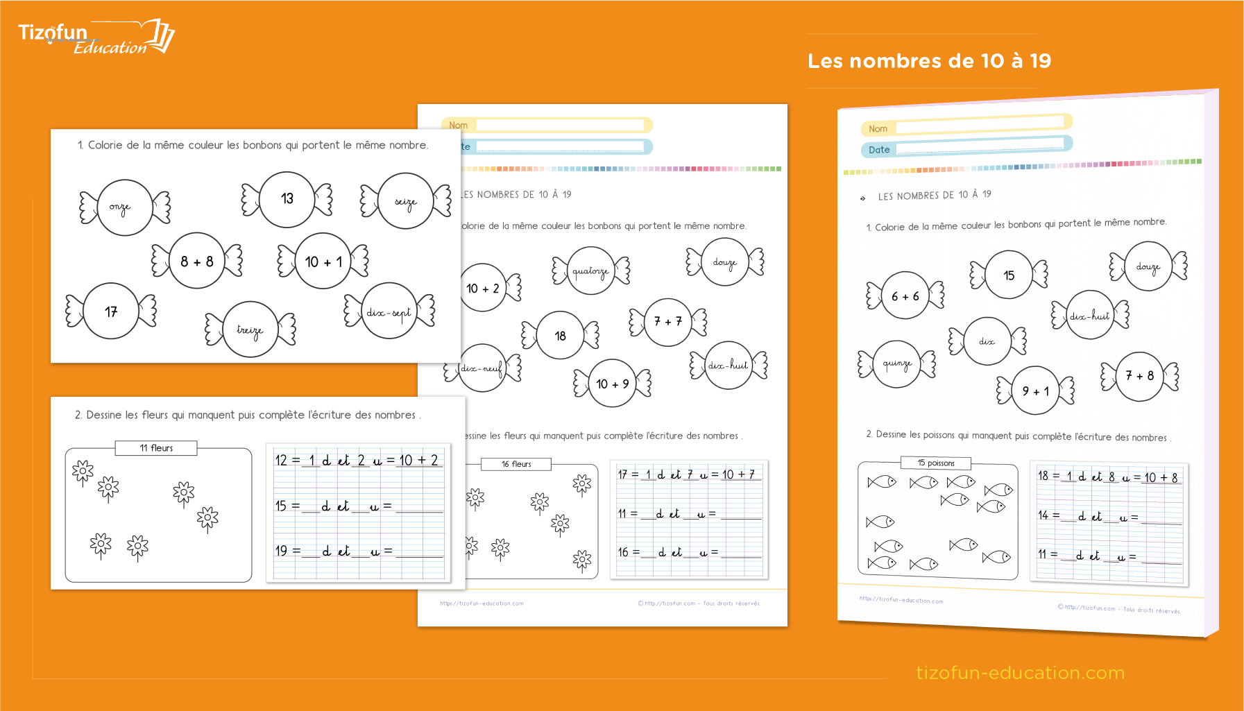 Apprendre les nombres de 10 à 19 avec des activités ludiques - Tizofun Education - Soutien ...