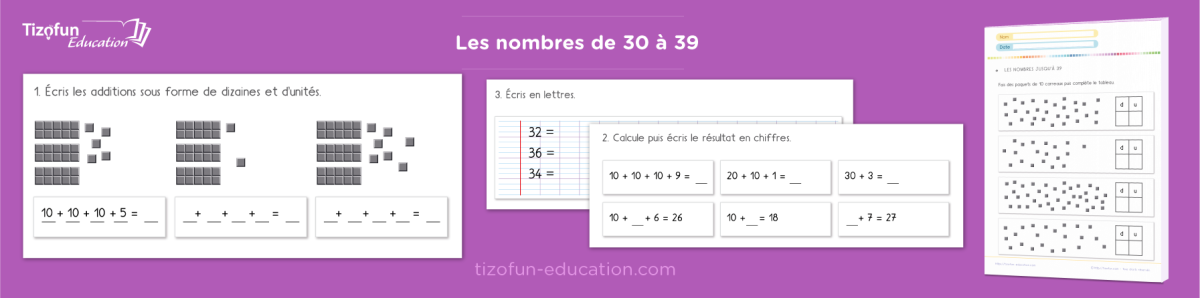 Apprendre les nombres de 30 à 39 facilement : activités ludiques ...