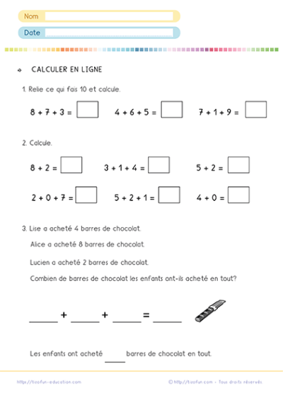 Exercices de calcul en ligne pour le CP et CE1 : jeux et fiches ...