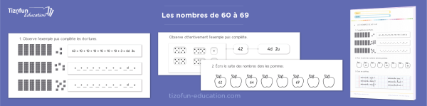 Apprendre les nombres de 60 à 69 au CP et CE1 : exercices ludiques ...