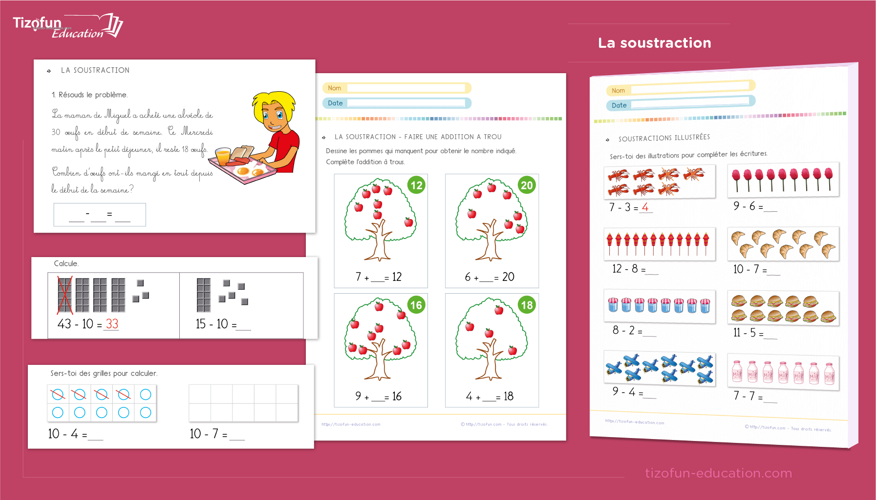 Exercices de soustraction pour le CP: astuces et exercices - Tizofun ...