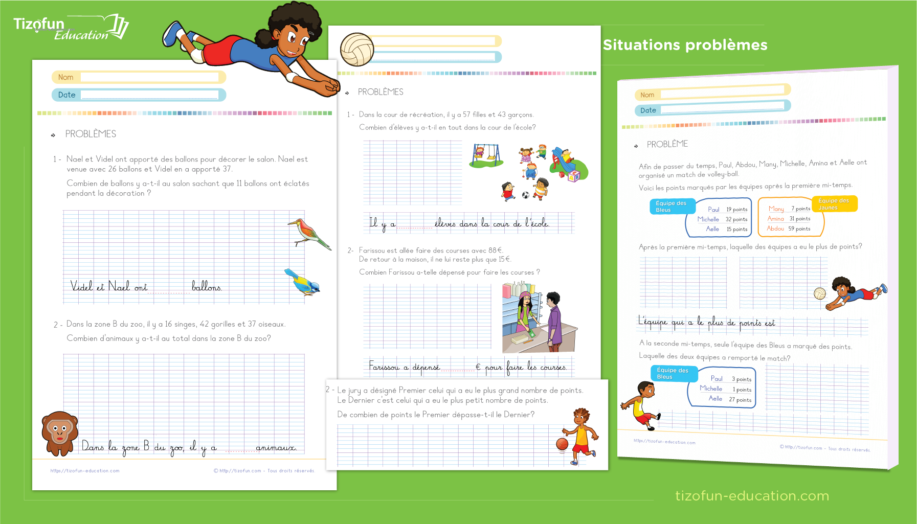 Problèmes mathématiques simples pour le CP et CE1 - Tizofun Education ...
